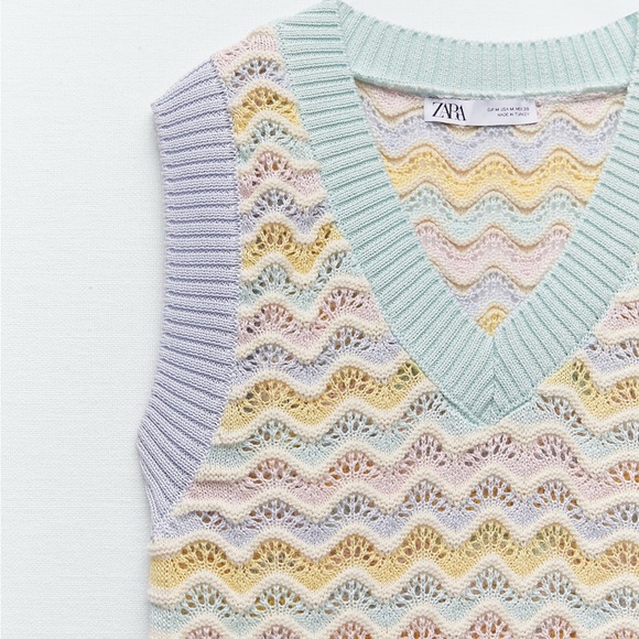 Zara | Tops | Zara Pastel Colors Scalloped Knit Vest Nwt | Poshmark